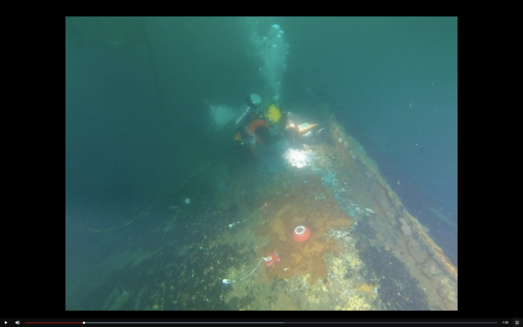 Coimbra Response Diver Installs Secured Valve Caps on the Shipwreck