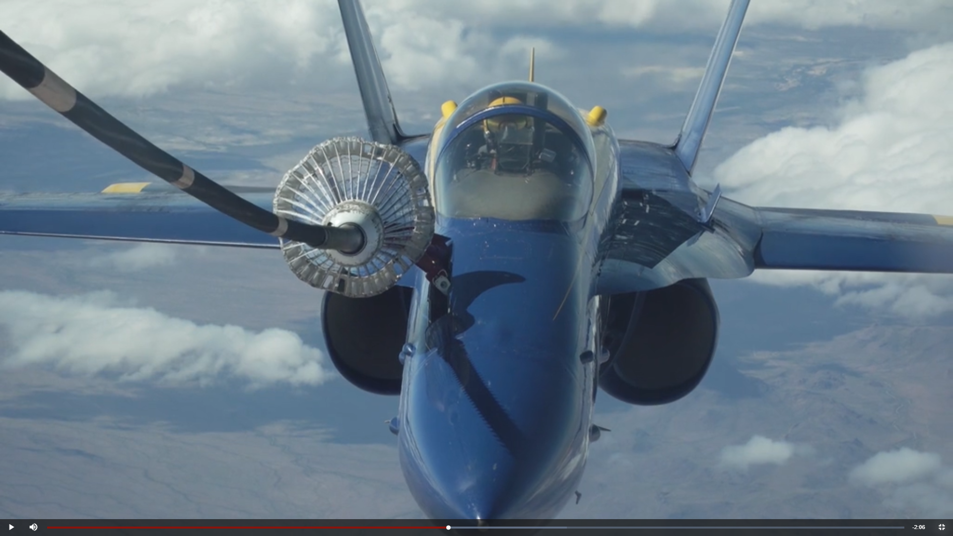 Travis KC-10 Extender refuels Blue Angels F-18 Hornets above Arizona
