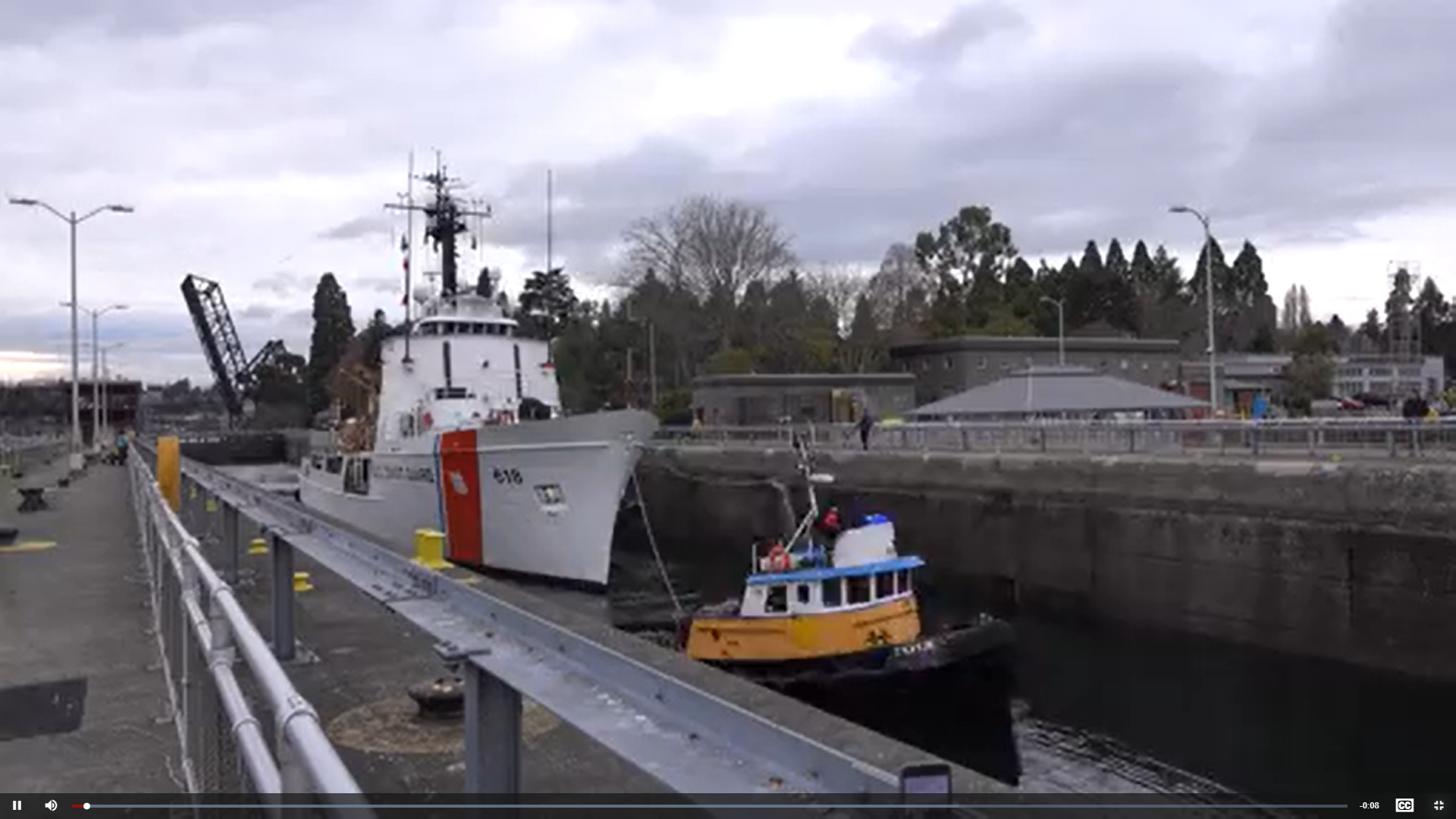 U.S. Coast Guard Cutter Active transits Ballard Locks en route to dry dock