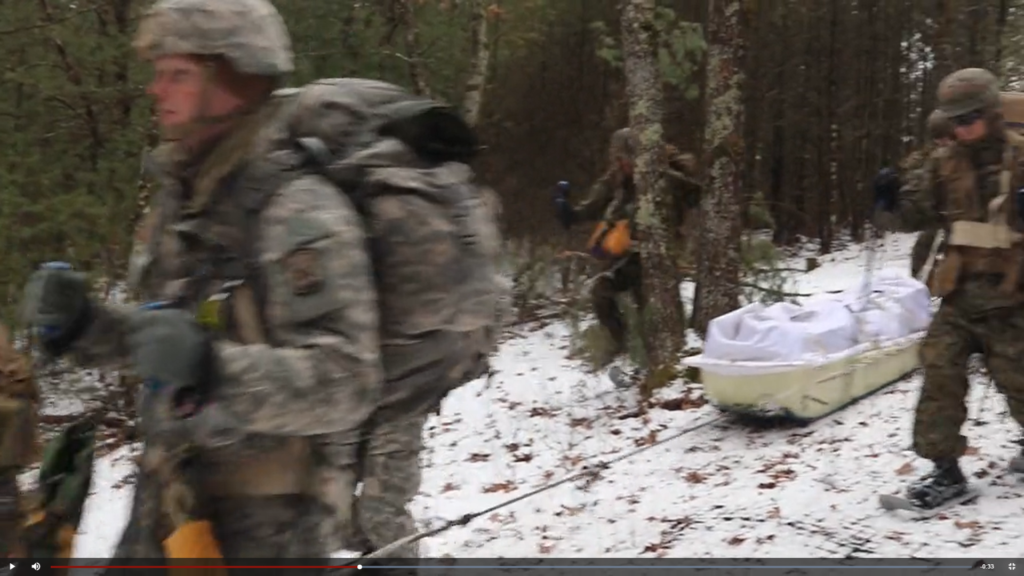 Cold-Weather Operations Course students conduct training in snowshoes
